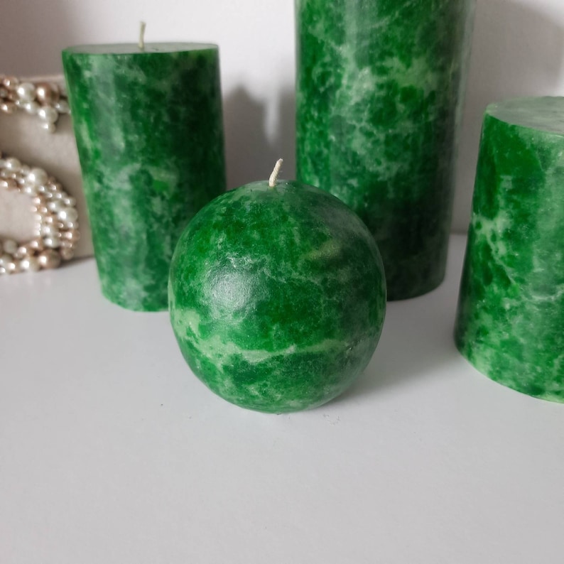 Emerald Green Pillar Candles. Unique Candles for Emerald Green - Etsy