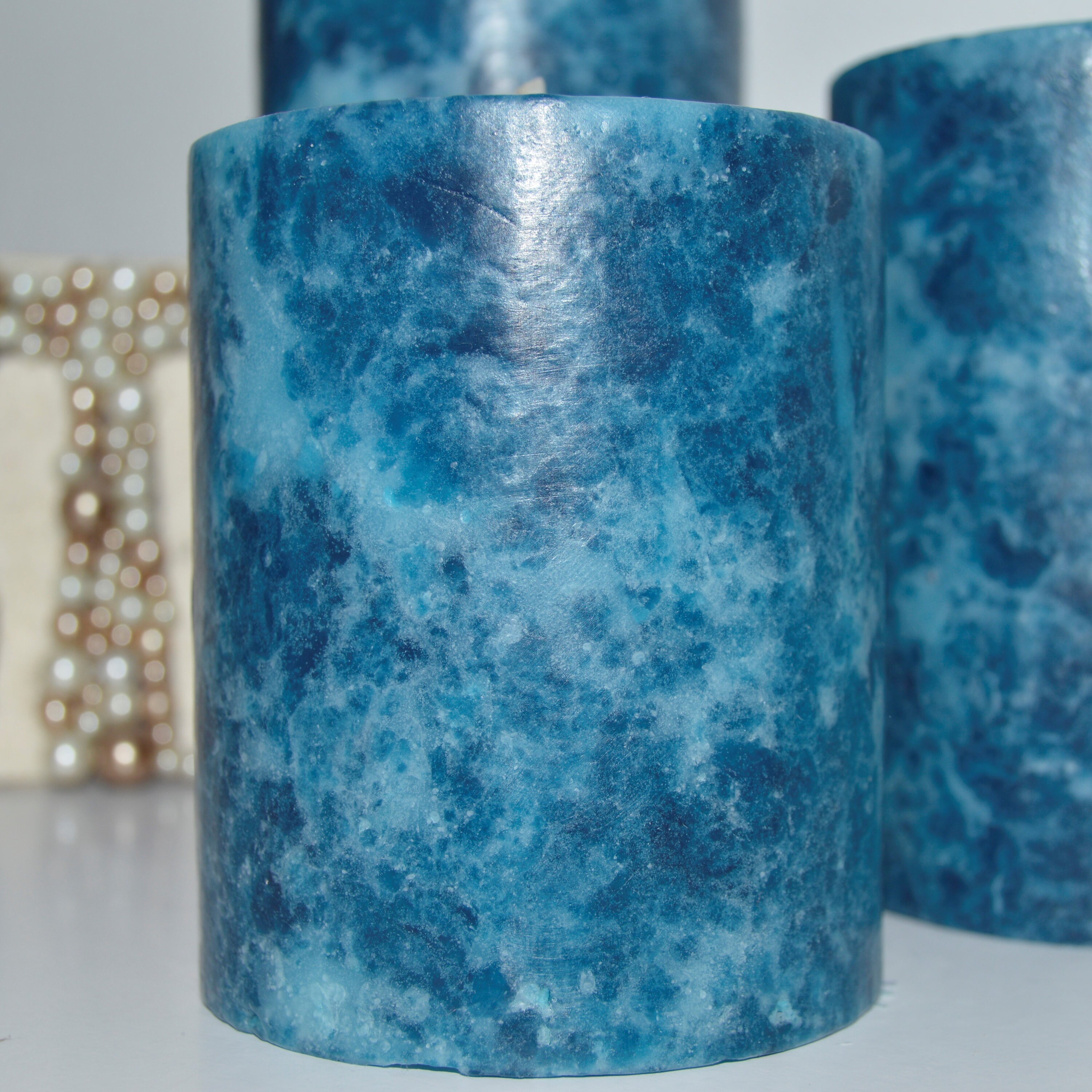 Navy Blue Pillar Candles Unique Midnight Blue Candles for - Etsy