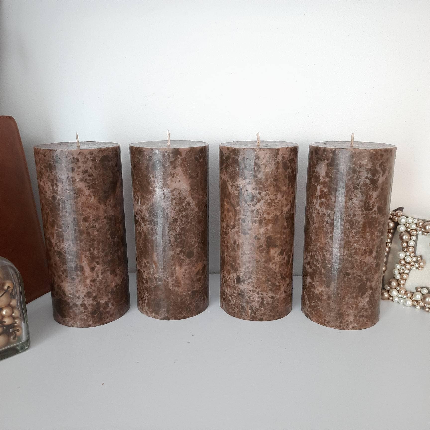 Dark Brown Pillar Candles. Decorative Candles. Designer Candles for ...