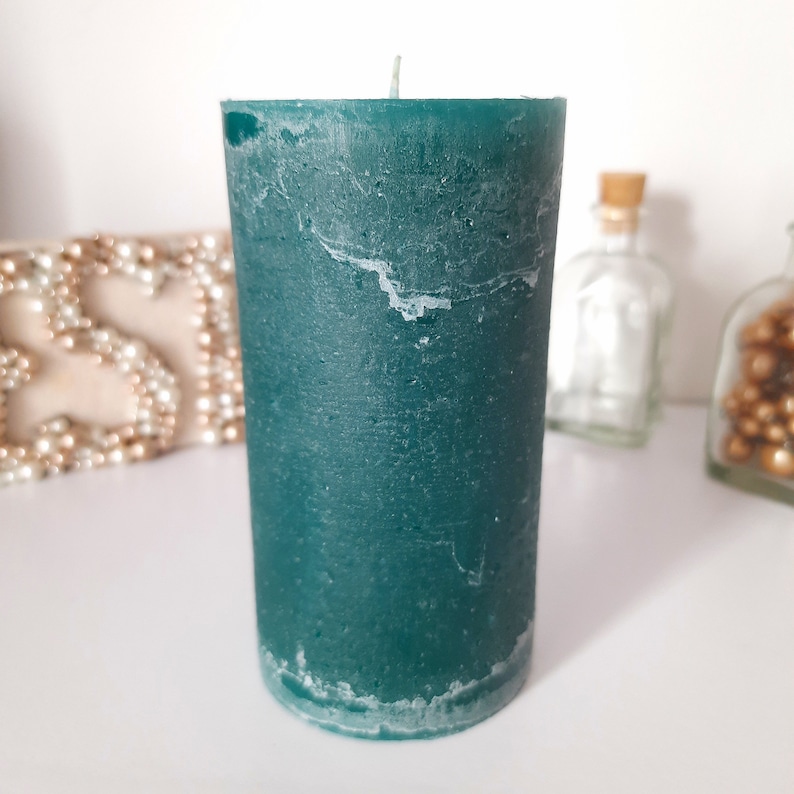 Teal Pillar Candle Turquoise Decorative Candles Unscented - Etsy