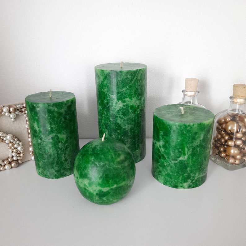 Emerald Green Pillar Candles. Unique Candles for Emerald Green - Etsy
