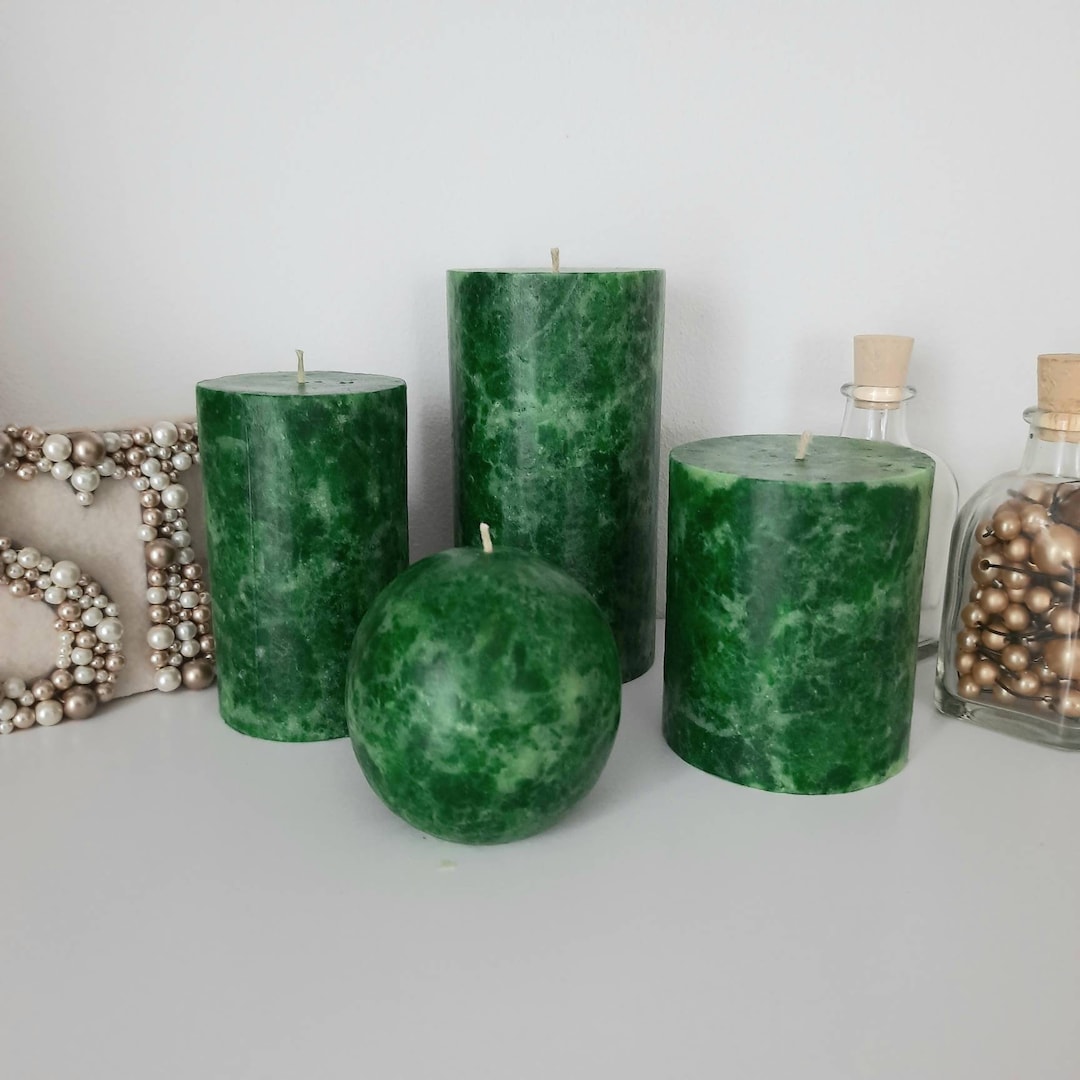 Emerald Green Pillar Candles. Unique Candles for Emerald Green Decor ...