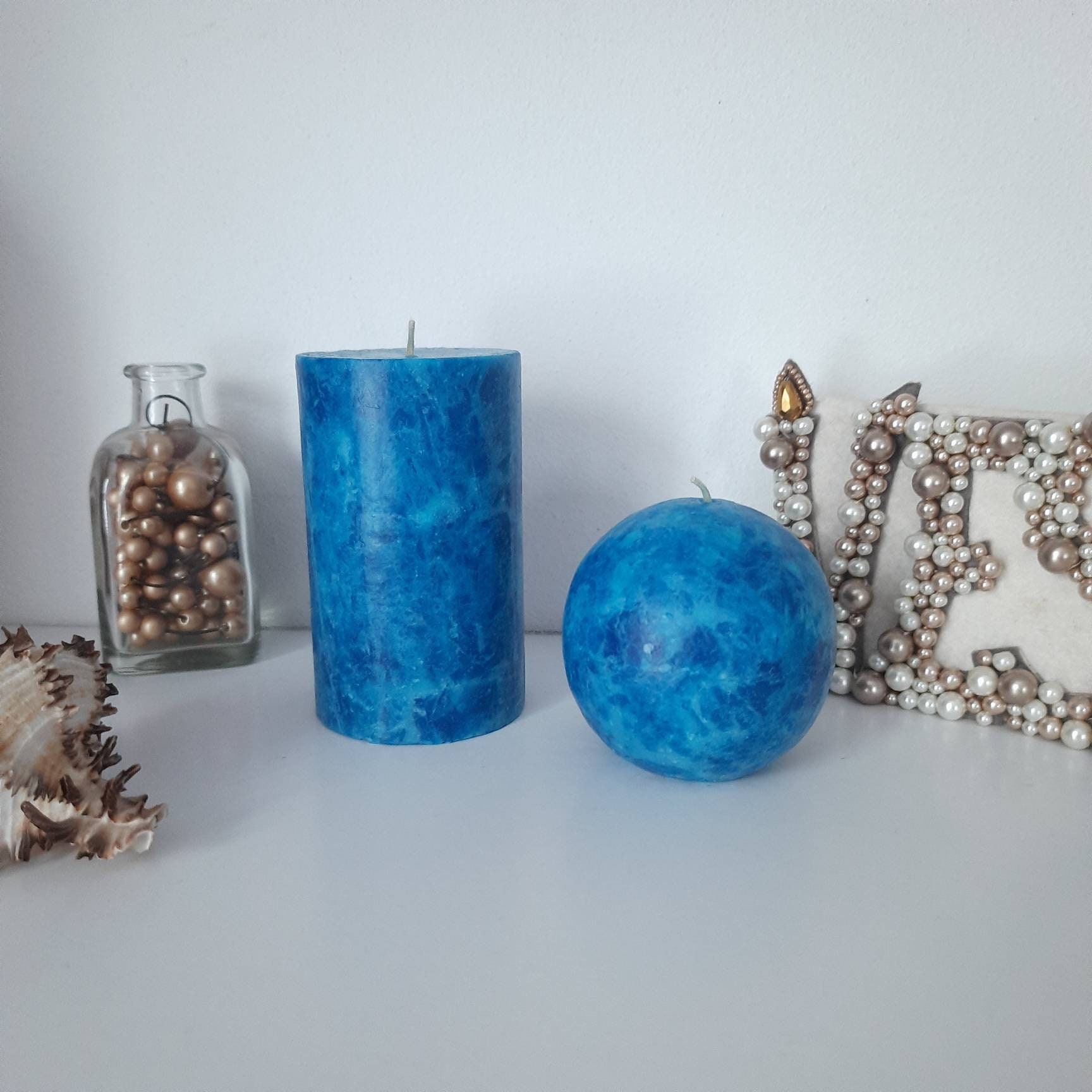 Classic Blue Pillar Candle. Unique Candles. Decorative Candles for ...