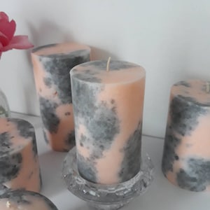 Light Peach and Gray Pillar Candles. Unique Decorative Candle for Home ...