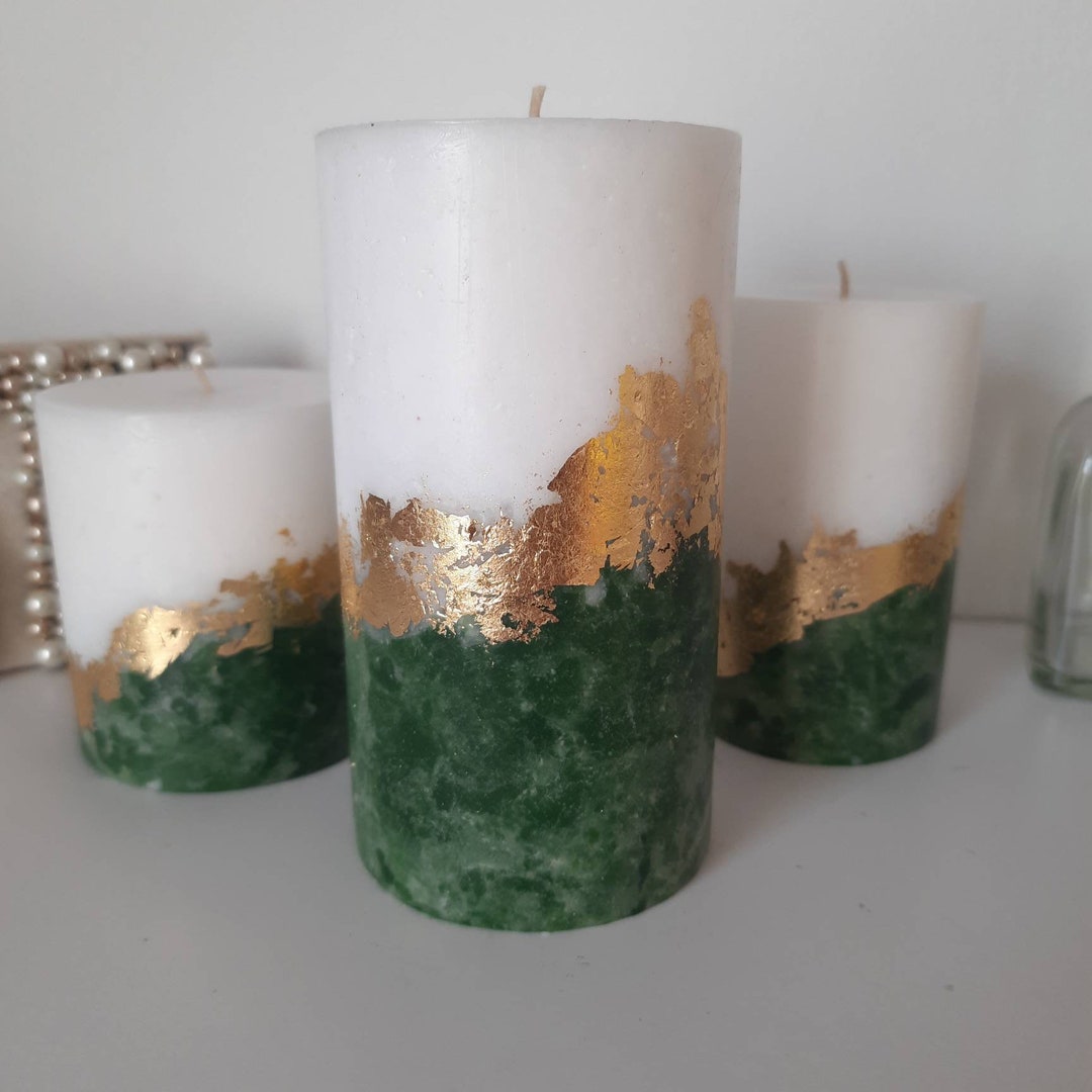 Emerald Green Pillar Candles. Decorative Candles for Emerald - Etsy