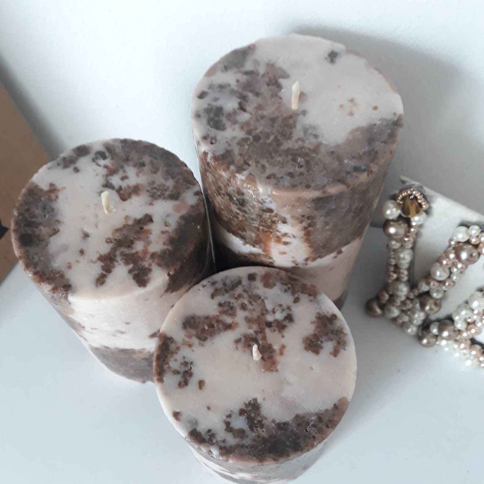 Brown and Beige Pillar Candles. Decorative Candles. | Etsy