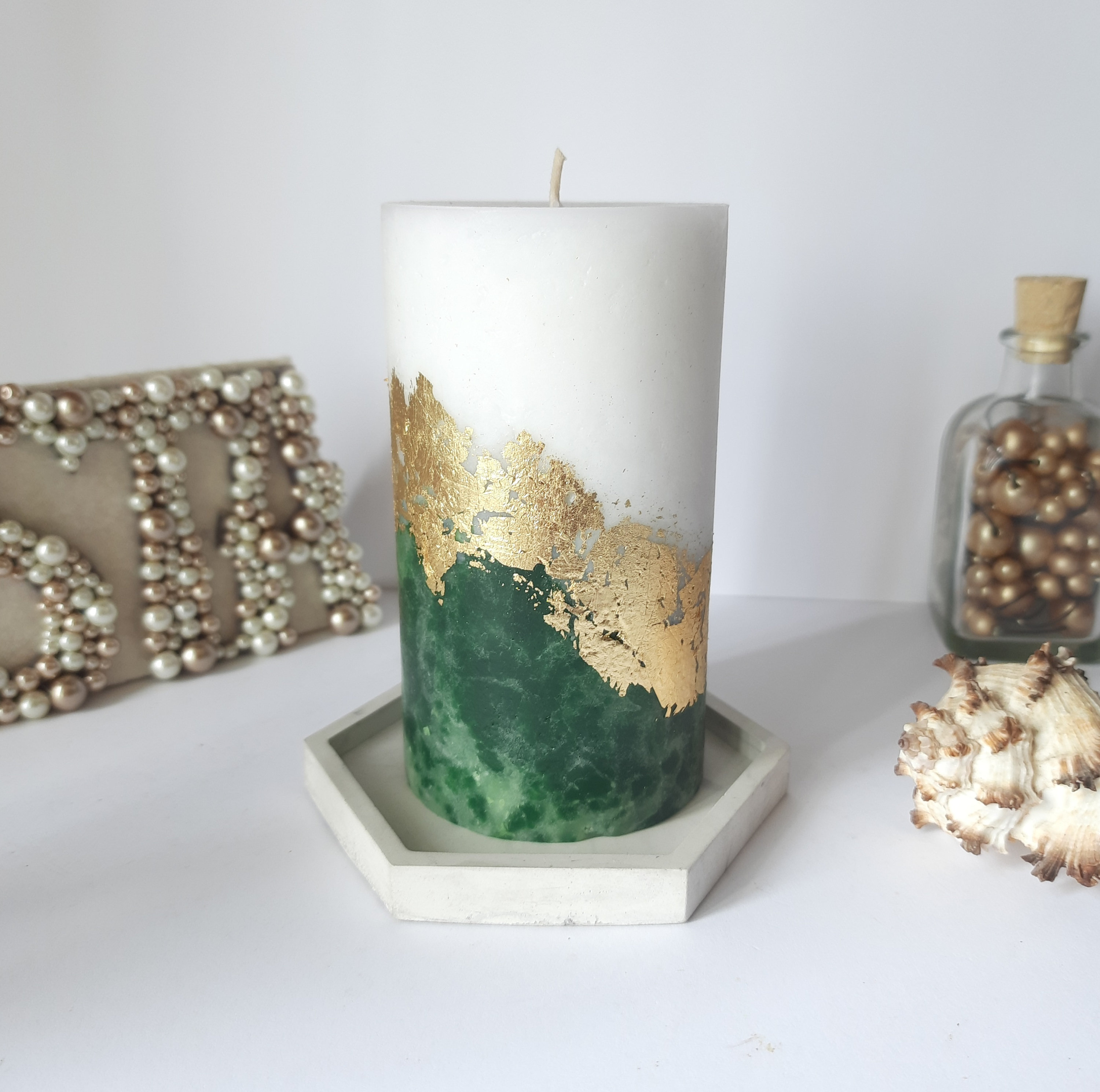 Emerald Green Pillar Candles. Decorative Candles for Emerald Green ...