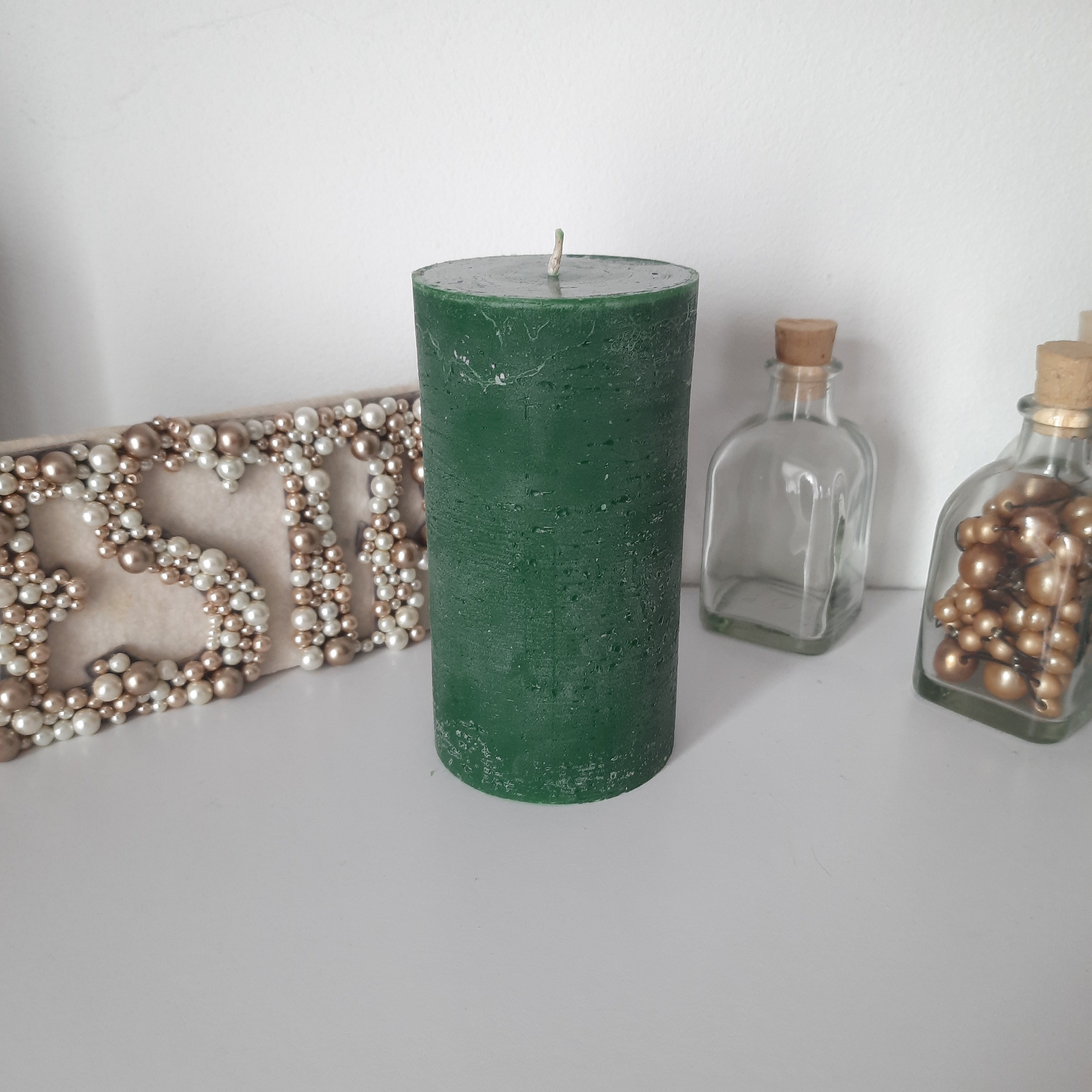 Emerald Green Pillar Candle Decorative Candles Emerald - Etsy