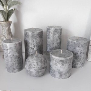 Grey Pillar Candles Unique Decorative Candles With Marble Texture ...
