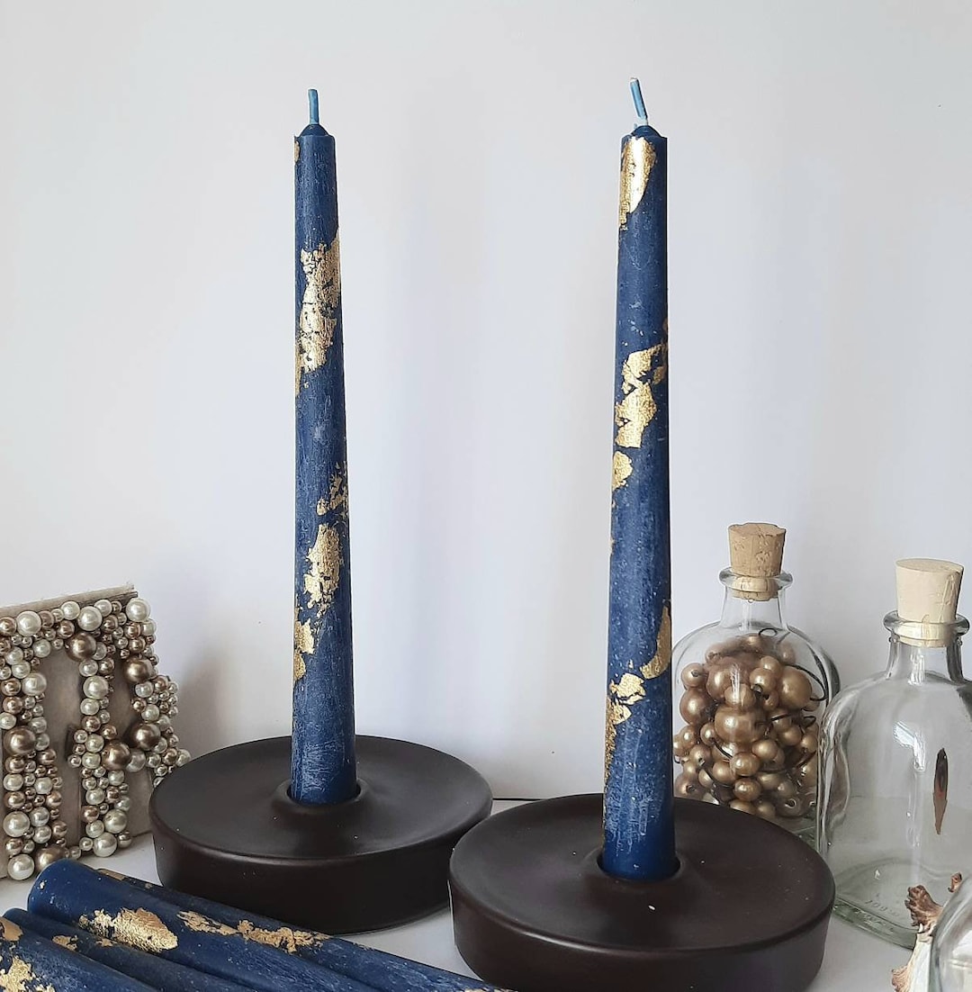 Navy Blue Taper Candles. Set O 6 Decorative Candles Sticks. Dinner ...