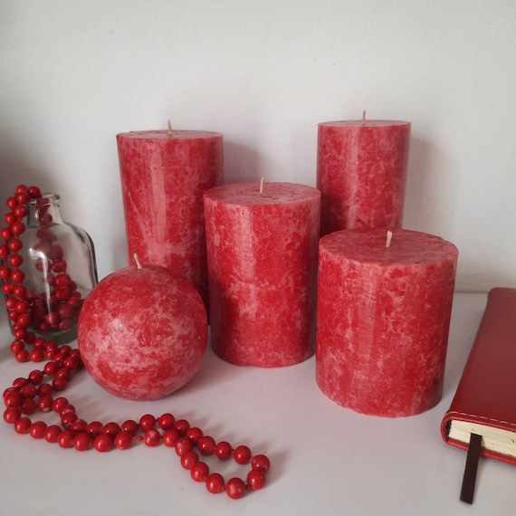 Red Pillar Candles. Decorative Candles. Rose Red Candle. | Etsy