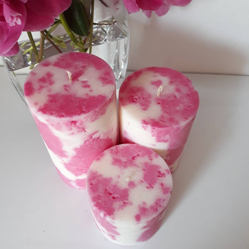 Pink Decorative Candles. Pink Pillar Candles. Pink Room Decor. - Etsy