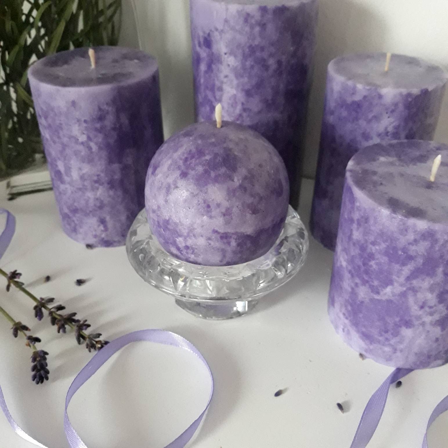 Purple Candles. Purple Pillar Candle. Unique Candle. - Etsy
