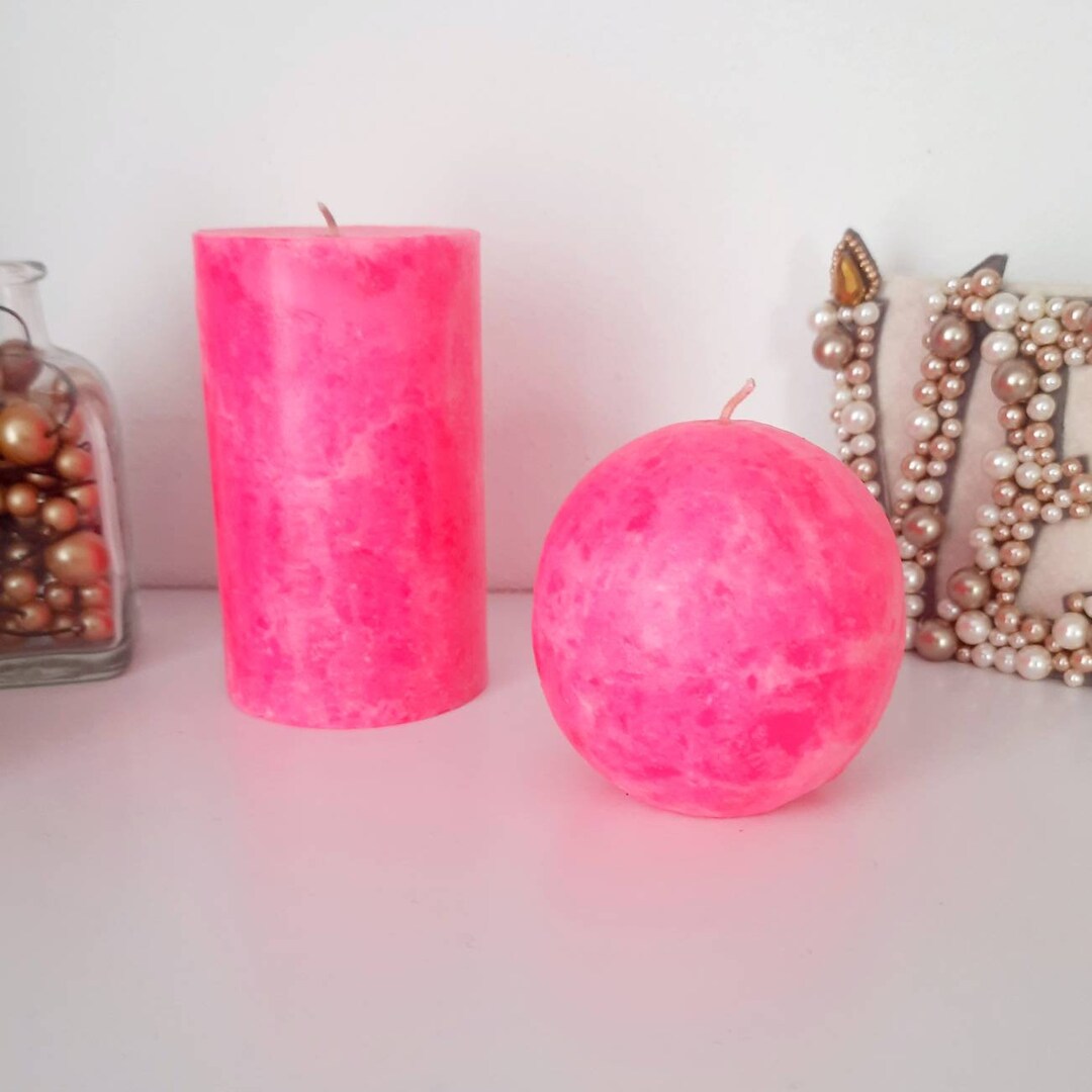 Bright Pink Candle. Hot Pink Decorative Candles. Fluorescent Pink ...