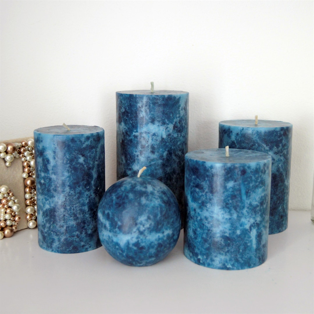 Navy Blue Pillar Candles Unique Midnight Blue Candles for Decor and ...