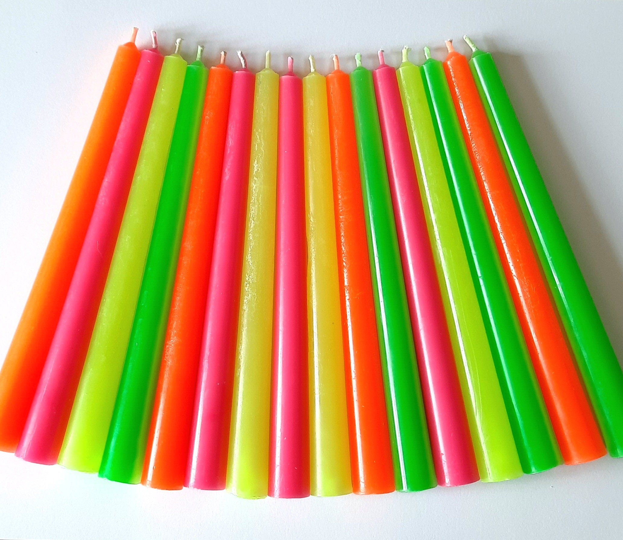 Neon Taper Candles. Set O 6 Decorative Candles Sticks. Bright Hot Pink ...