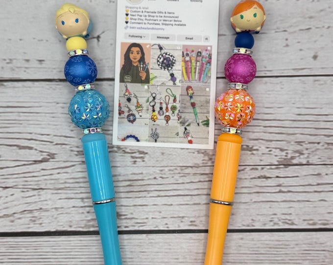 Elsa & Anna Frozen Pen Set – Magical Silicone Beaded Pens - Etsy