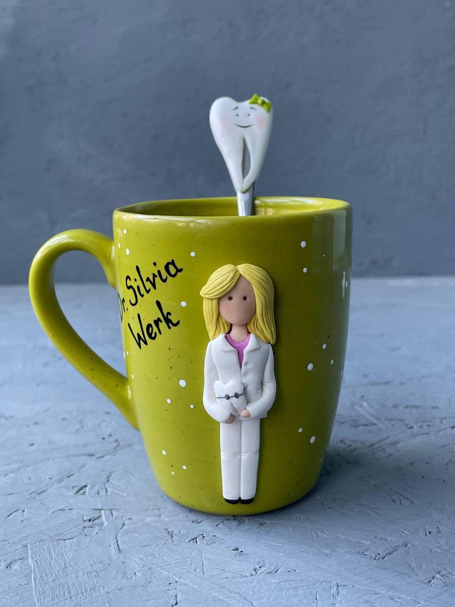 Tooth Mug, Dentis Mug Personalized, Gift for Doctor, Polymer Clay ...