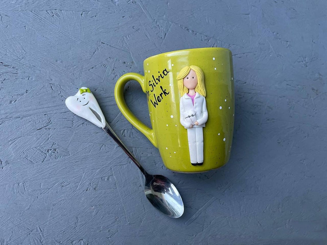 Tooth Mug, Dentis Mug Personalized, Gift for Doctor, Polymer Clay ...