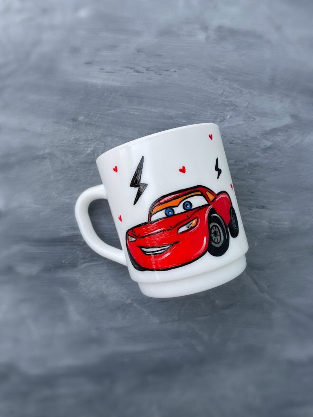 Personalized Red Car Mug, Handpainted Coffee Mug Ceramic, Gift Mug for ...
