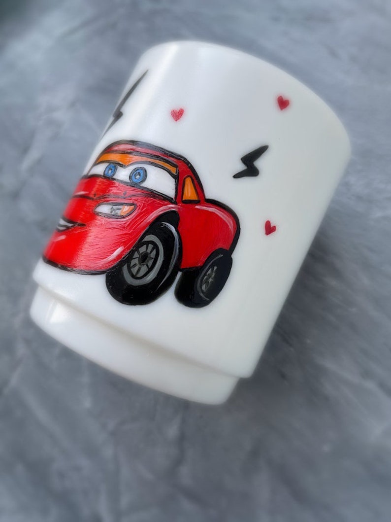 Personalized Red Car Mug, Handpainted Coffee Mug Ceramic, Gift Mug for ...