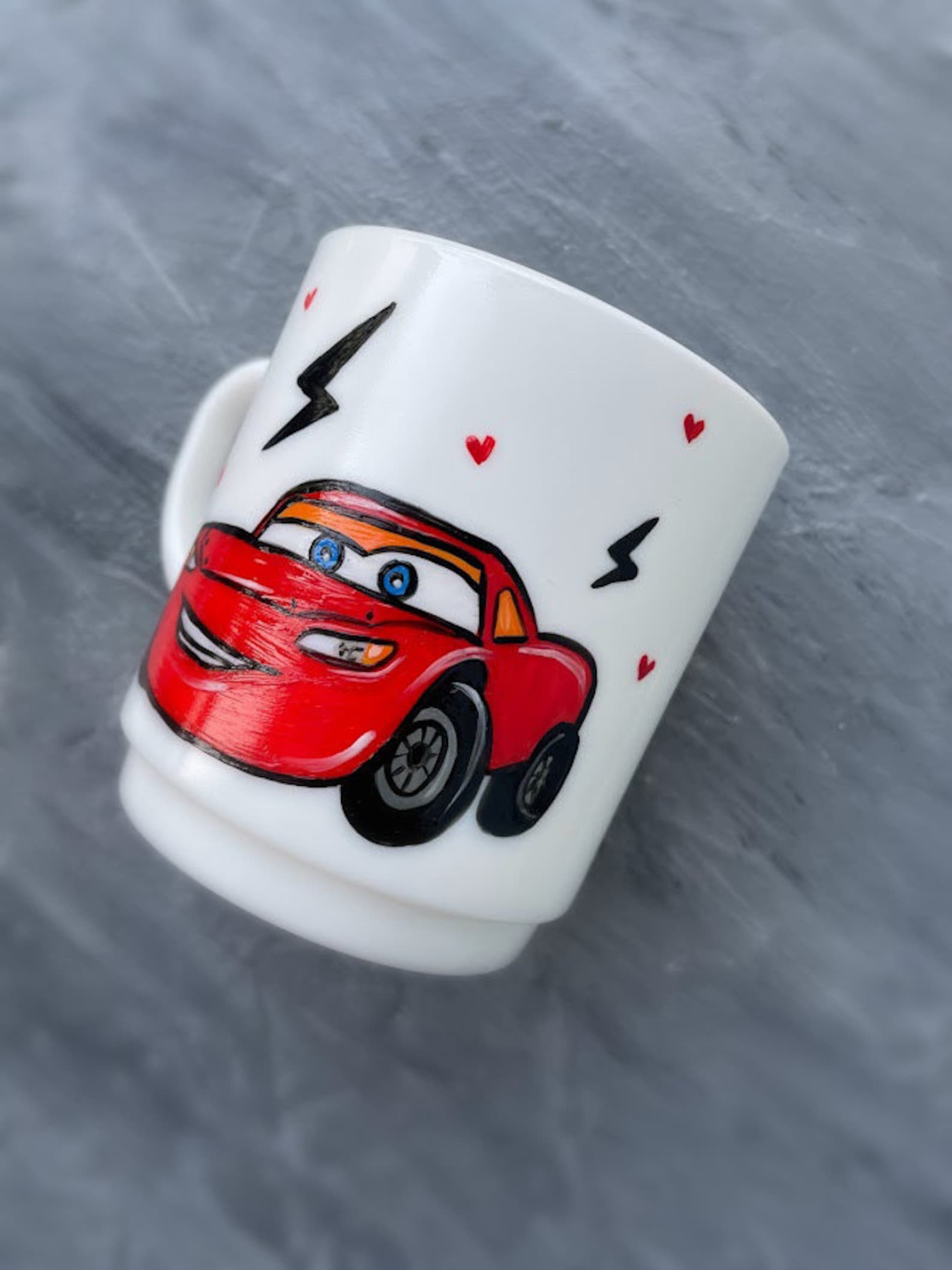 Personalized Red Car Mug, Handpainted Coffee Mug Ceramic, Gift Mug for ...