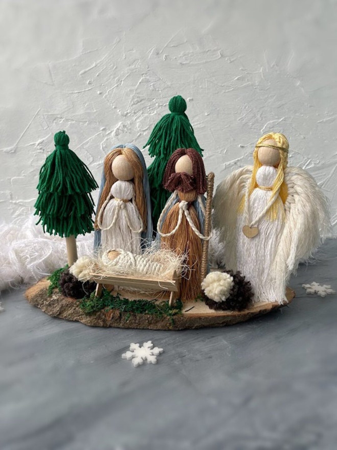 Unique Christmas Nativity Handmade, Christmas Angel Macrame, Christmas ...