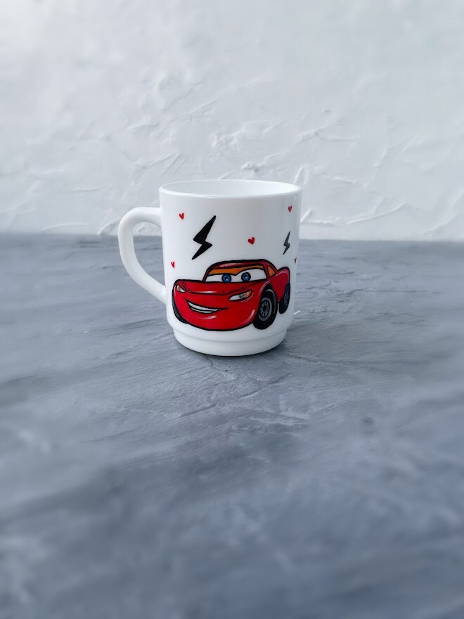 Personalized Red Car Mug, Handpainted Coffee Mug Ceramic, Gift Mug for ...