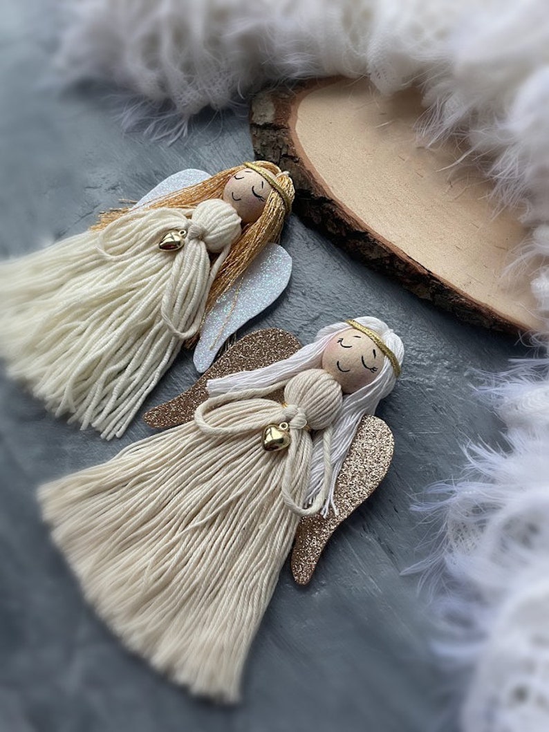 Handmade Macrame Angel, Christmas Angel Figurine, Macrame Christmas ...