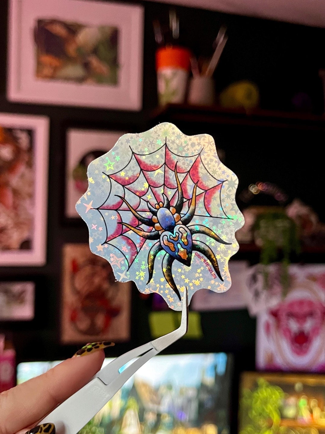 Spider Web, Traditional Tattoo Sticker, Tattoo Sticker, Holographic ...