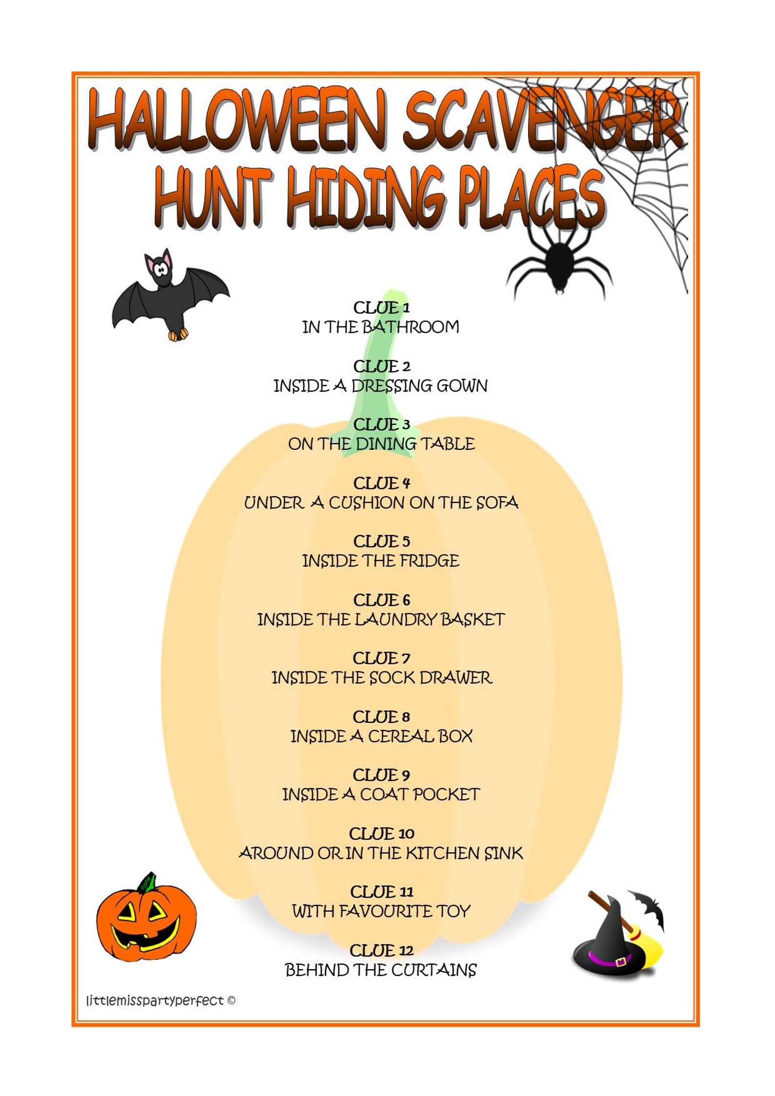 Halloween Party Games Scavenger Hunt Clues Trick or Treat | Etsy