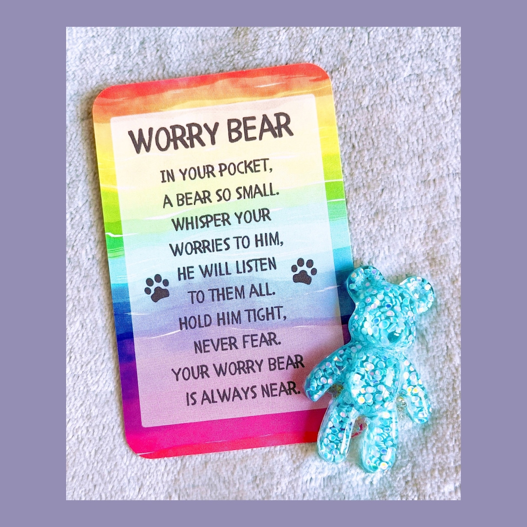 Little Pocket Hug Resin Worry Bear Blue Childrens Boys Girls - Etsy UK