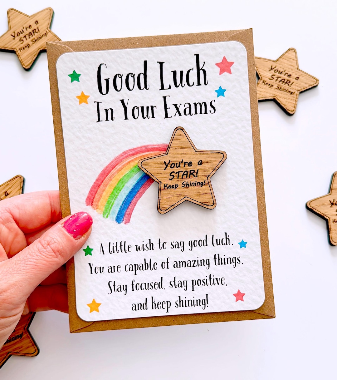 Good Luck Exam Star Pocket Hug Card, GCSES, A Levels. SATS, Mocks, Son ...