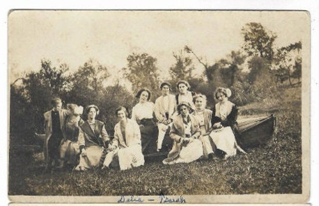 Circa 1909 College Age Women Group Outside RPPC Postcard - Etsy
