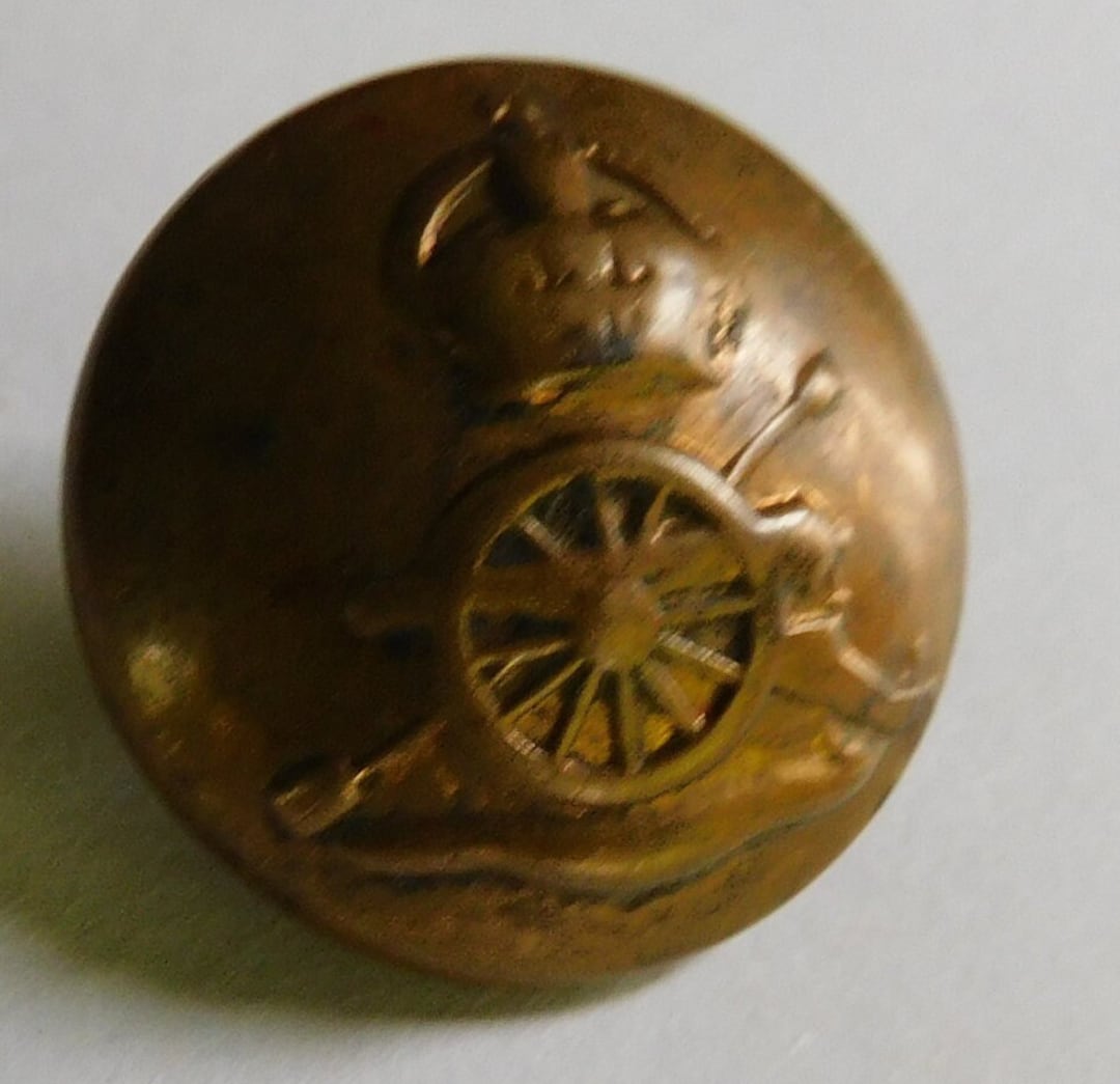 Mid 1800s Crown and Cannon England Brass Army Button and 1800s 5th ...