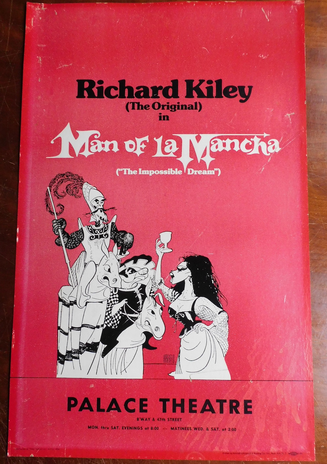 Richard Kiley Man of La Mancha Palace Theater NYC Original 1977 Poster - Etsy
