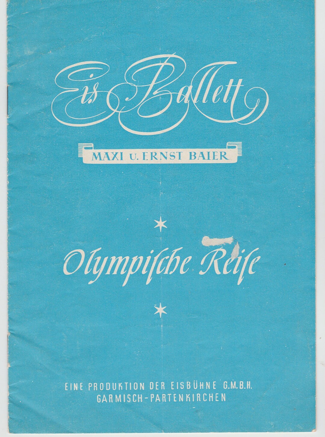 RARE 1950s Ice Skating Program Maxi and Ernst Baier Garmisch ...