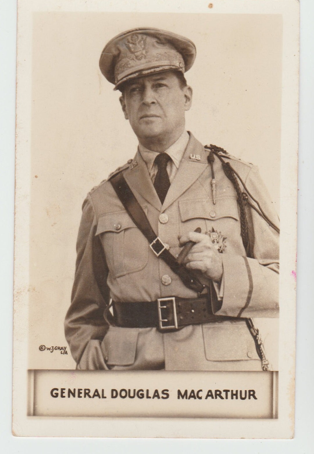 General Douglas Macarthur 1940s Uniform With Cigar W J Gray Photo RPPC ...