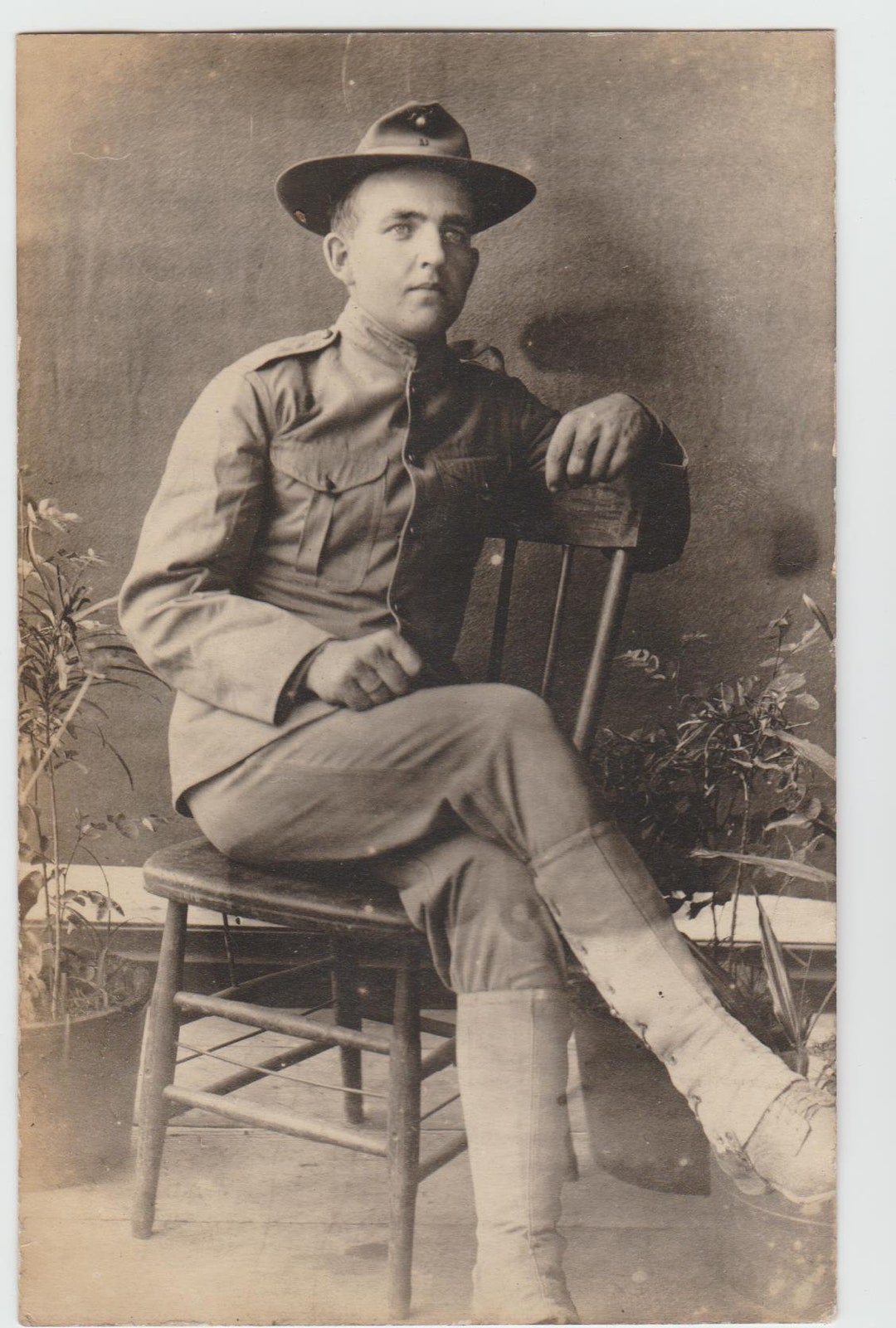 RARE 1908 Identified US Marine in Camp Elliot Canal Zone Panama RPPC ...