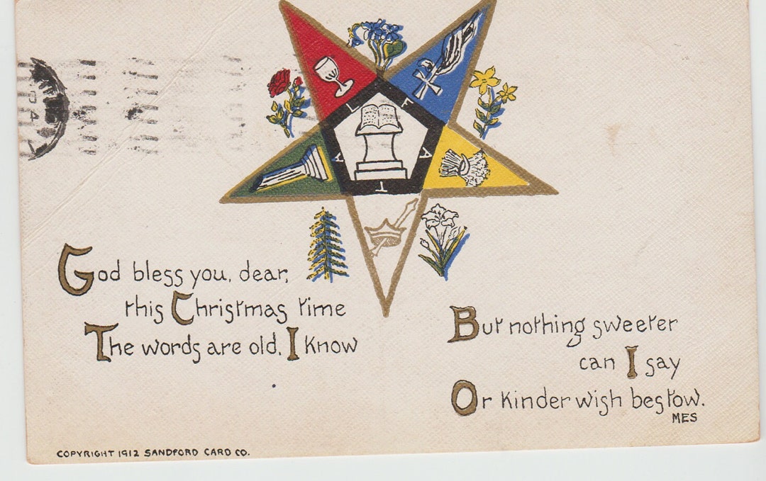 Uncommon 1913 Postcard Order of Eastern Star OES - Etsy