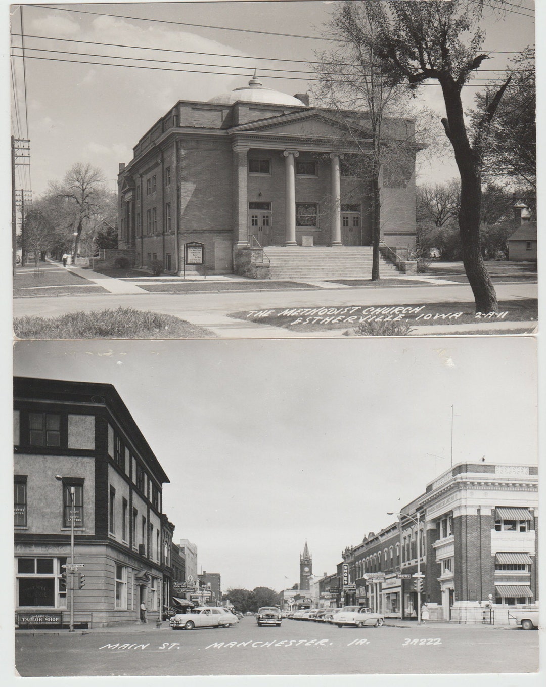 Main Street Manchester Iowa Ia and Methodist Church Estherville Ia ...