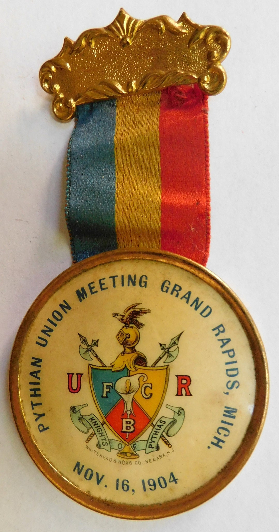 Knights of Pythias RARE 1904 Celluloid Medal With Ribbon Pythian Union ...