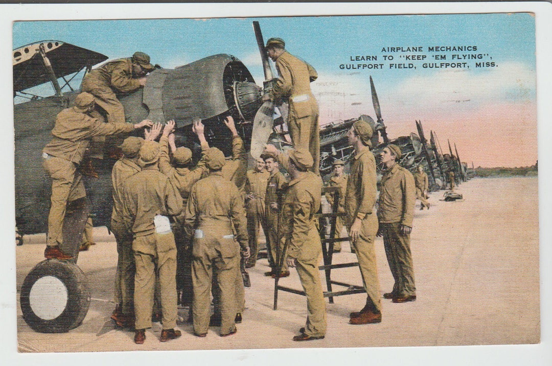US Army Air Force Mechanics 1943 Postcard Mailed Free by Airman at ...