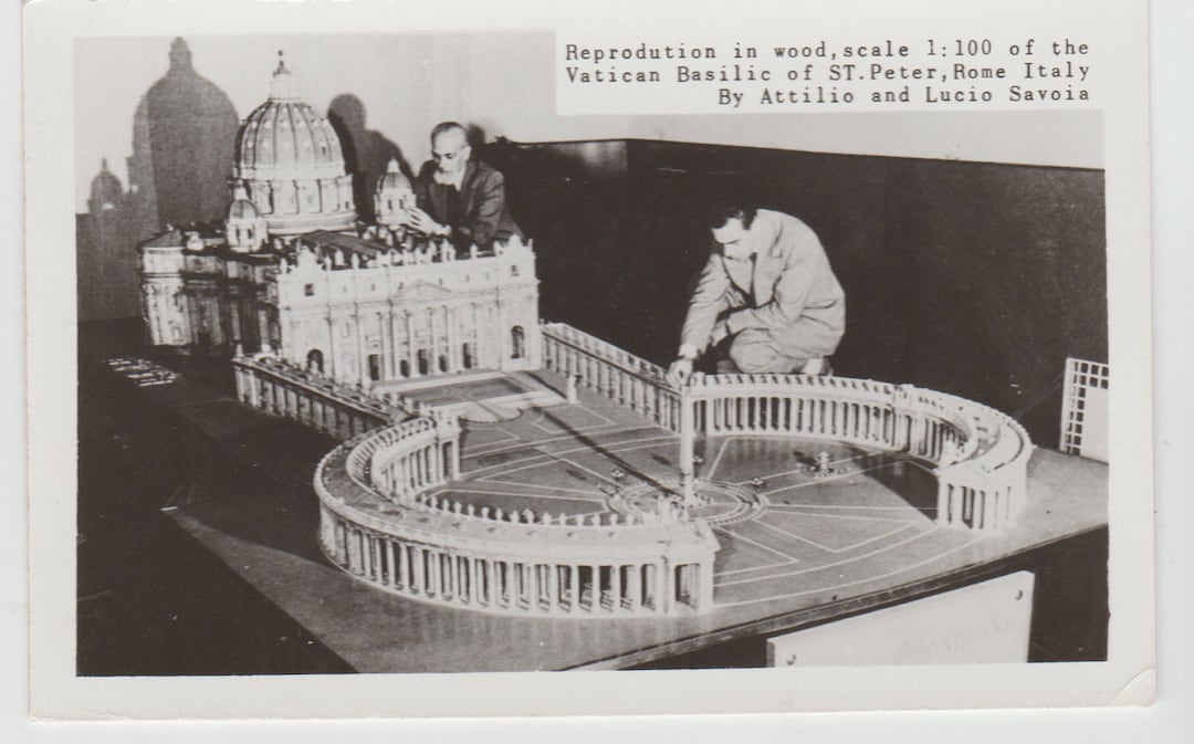 1950s RPPC Postcard Wood Reproduction of Vatican Basilic of St Peter by ...