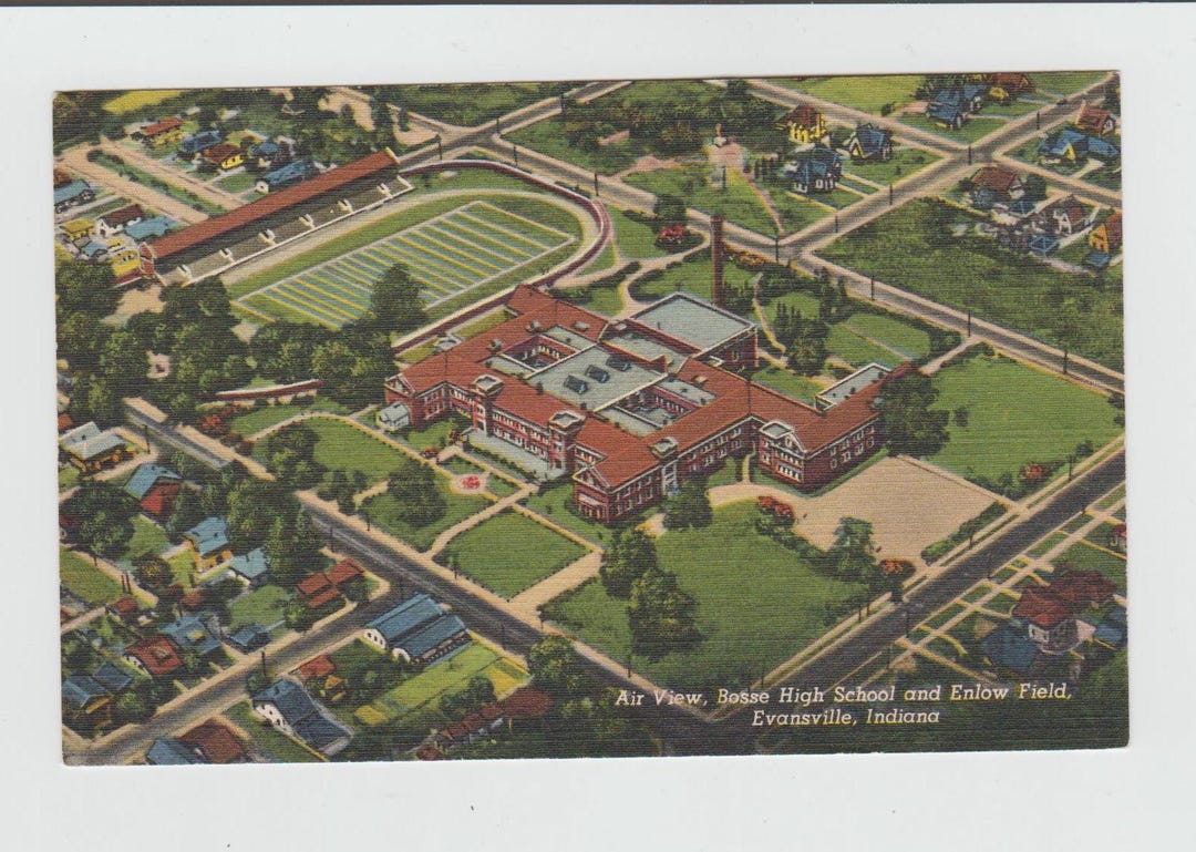 Bosse High School Enlow Field Evansville 1946 Postcard Mailed Free by ...