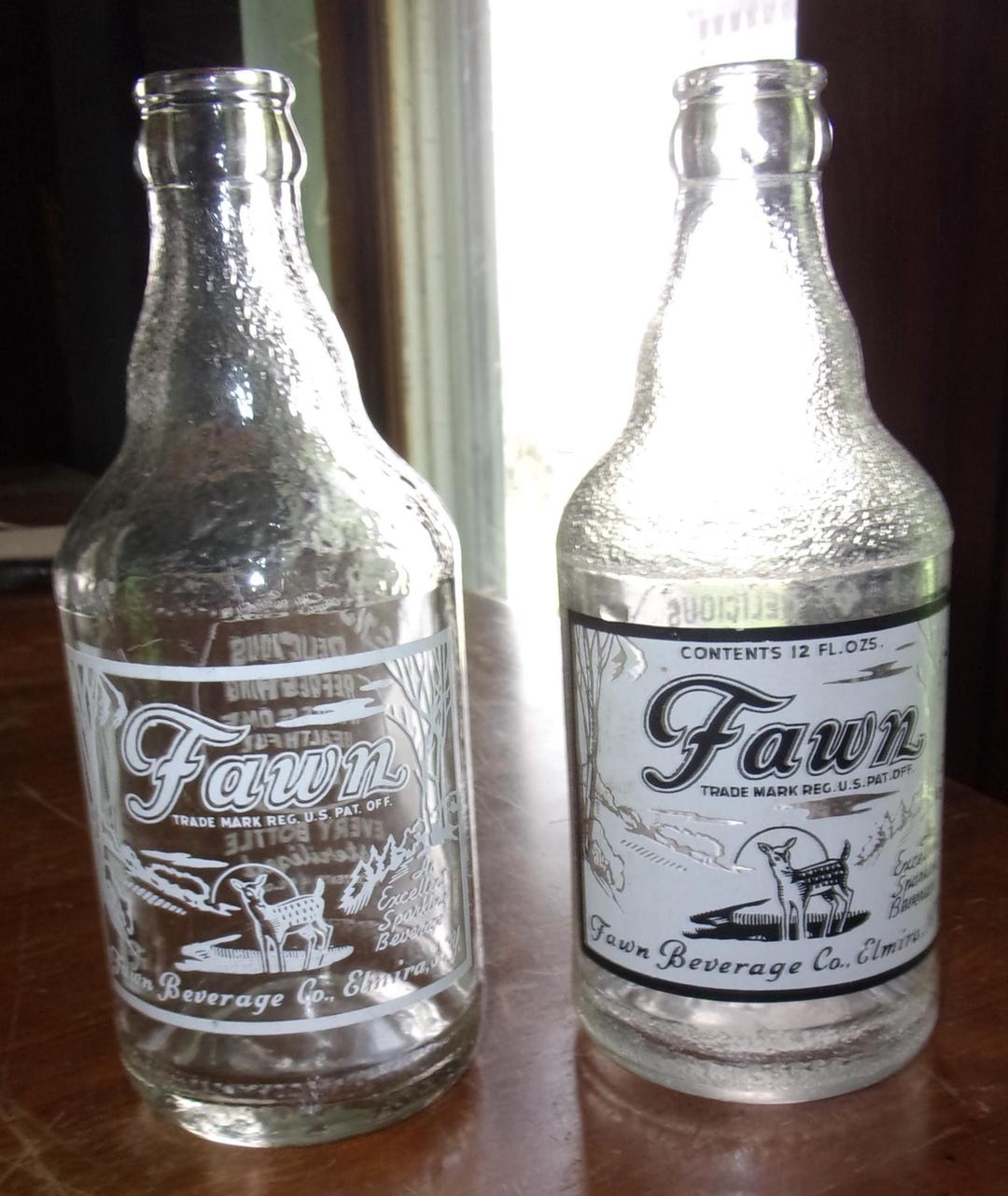 Fawn Soda Elmira NY Two 12 OZ 1950s Bottles - Etsy