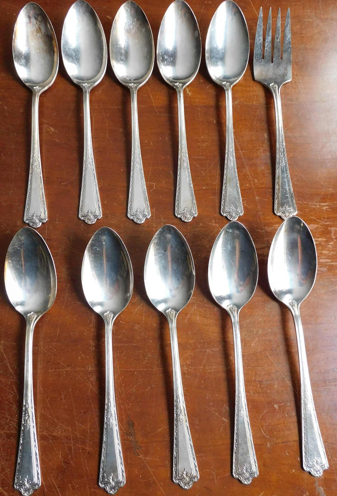 Simeon L & George H Rogers Company Silver Plate Ten Spoons and One ...