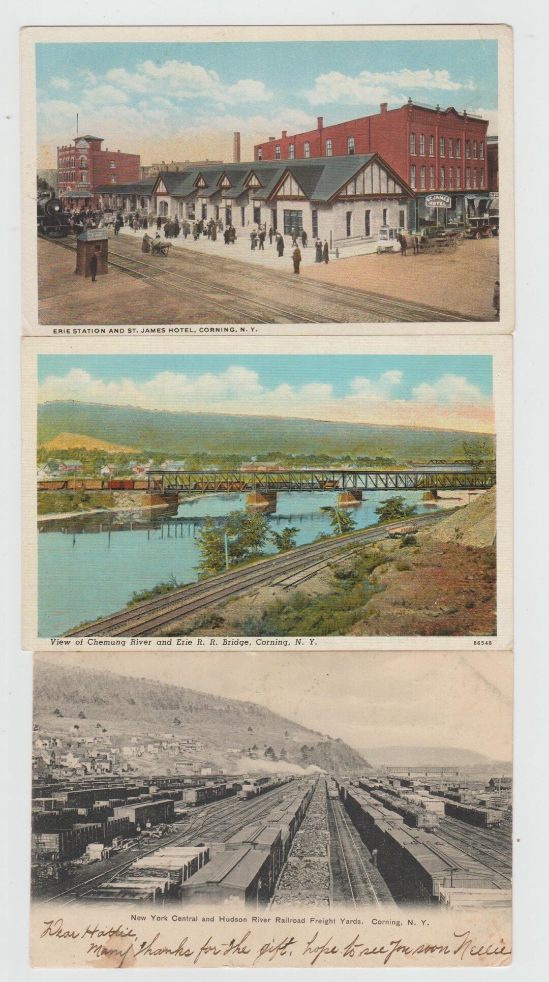 Corning New York Erie Station and Railroad Three Vintage Postcards - Etsy