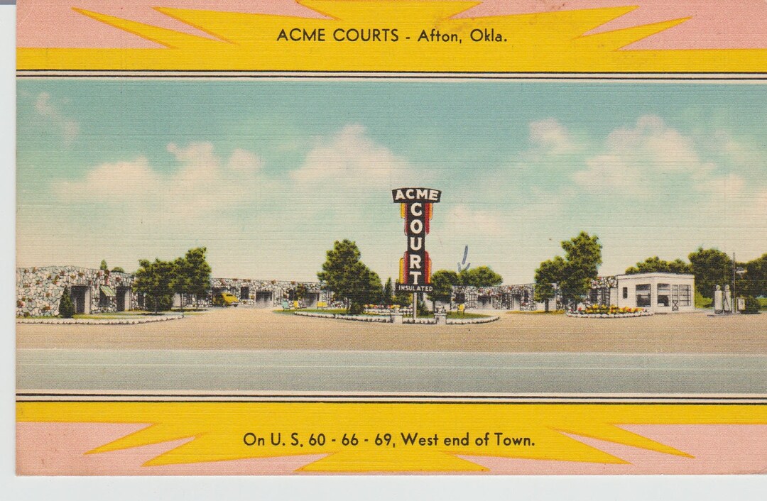 Acme Courts Afton Oklahoma Route 66 1944 Postcard - Etsy
