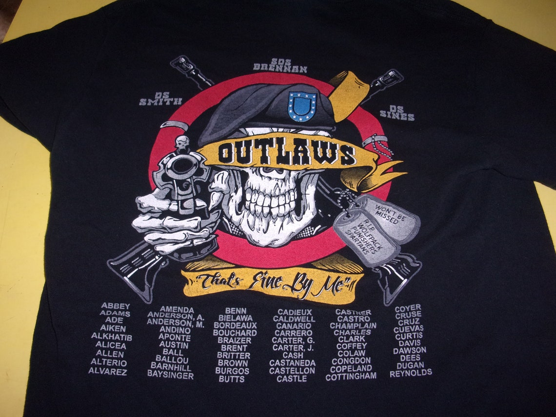 Outlaws Black Gildan T Shirt With Graphics on Both Sides | Etsy
